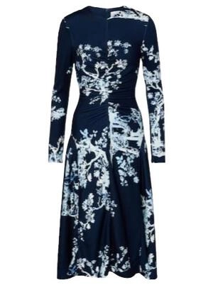 Erdem Floral Gathered Midi Dress - Black