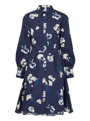 Erdem Cotton Shirt Dress With Floral Print - Blue