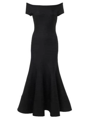 Carolina Herrera Off-the-shoulder Striped Maxi Dress - Black