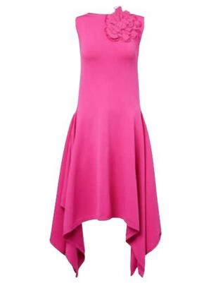 Oscar De La Renta Floral Appliqué Asymmetrical Cocktail Dress - Pink