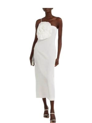 Blumarine Floral Embroidered Midi Dress - White