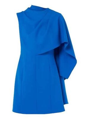Oscar De La Renta Caped Wool-blend Mini Dress - Blue