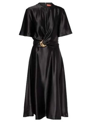 Altuzarra Honey Belted Silk Satin Midi Dress - Black