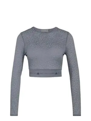Adidas By Stella McCartney Cropped Mesh Performance Top - Grey