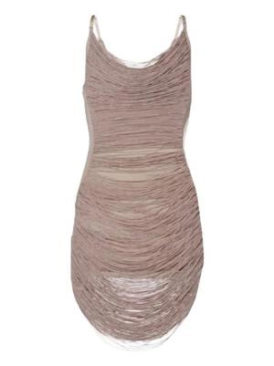 Attico Embellished Fringe Mini Dress - Nude
