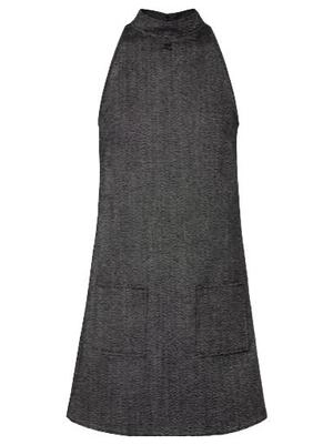 COURREGES Sleeveless A-line Mini Dress With Patch Pockets - Black