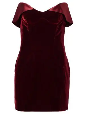MUGLER Velvet Trim Mini Dress - Brown
