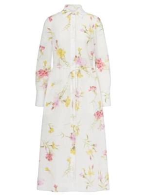 Erdem Floral Cotton Seersucker Shirt Dress - White