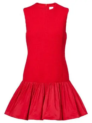 PATOU Tweed Mini Dress With Pleated Hem - Red