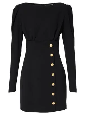 Alessandra Rich Wool-blend Crêpe Mini Dress - Black