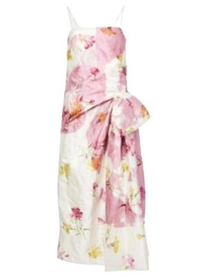 Erdem Floral Gathered Midi Dress - Pink