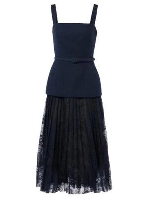 Oscar De La Renta Cotton-blend Tweed And Guipure Maxi Dress - Black