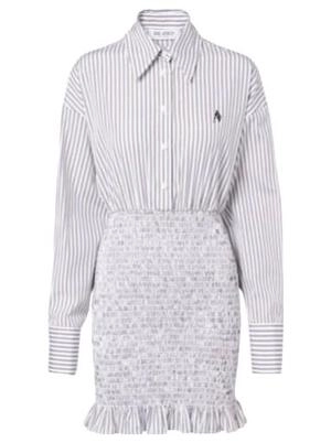Attico Striped Ruched Cotton Shirt Dress - White