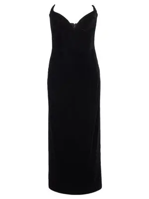 MUGLER Sweetheart Sleeveless Velvet Dress - Black