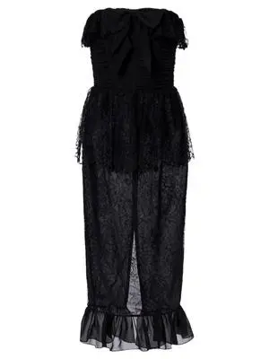 Alessandra Rich Lace And Silk Georgette Bustier Midi Dress - Black