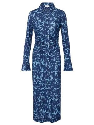Altuzarra Claudia Printed Ruched Jersey Shirt Dress - Blue