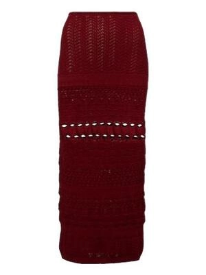 Elie Saab Cut-out Knitted Midi Skirt - Brown