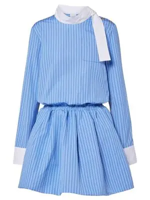 PATOU Striped Mini Dress With Contrasting Collar - Blue