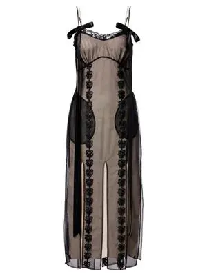 Simone Rocha Lace-trimmed Sheer Midi Dress - Black