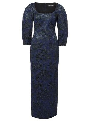 Oscar De La Renta Metallic-effect Jacquard Gown - Black