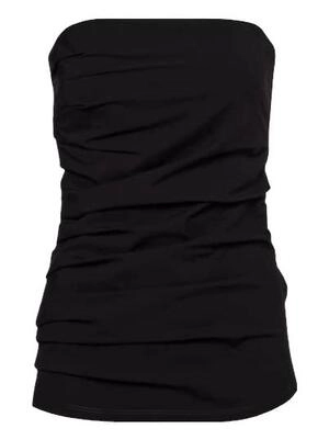 Proenza Schouler Lena Strapless Gathered Cotton-blend Top - Black