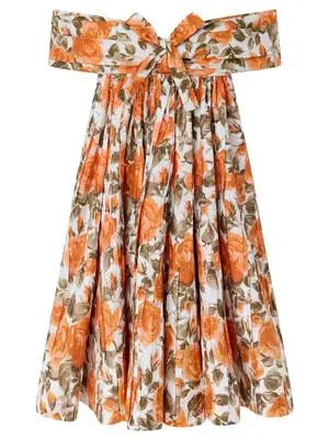 Chloé Off-the-shoulder Floral Print Mini Babydoll Dress - Multicolor