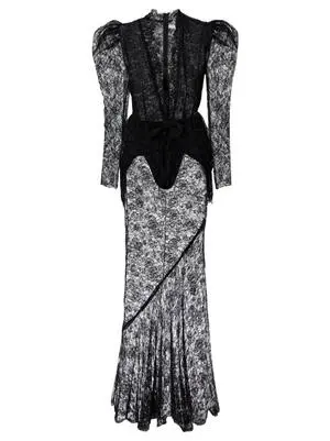 ALESSANDRA RICH Alessandra Rich Black Lace Maxi Gown