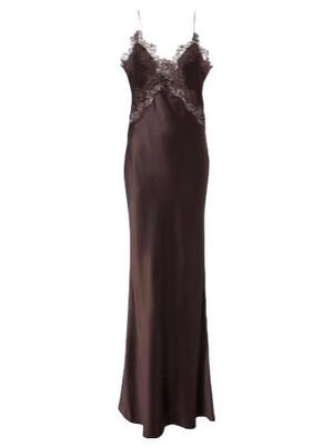 Rebecca Vallance Allegra Silk Maxi Dress With Lace Detailing - Black