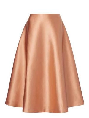Carolina Herrera Satin Midi Skirt - Nude