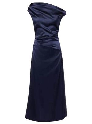 Staud Elyse Pleated Silk-blend Maxi Dress - Black