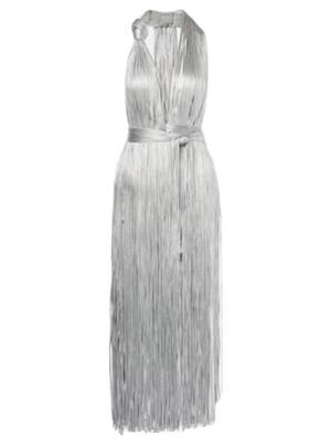 AREA Fringed Metallic-effect Jersey Gown - Gray