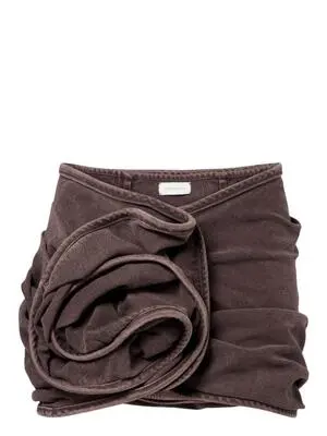 Magda Butrym Floral Appliqué Denim Miniskirt - Brown