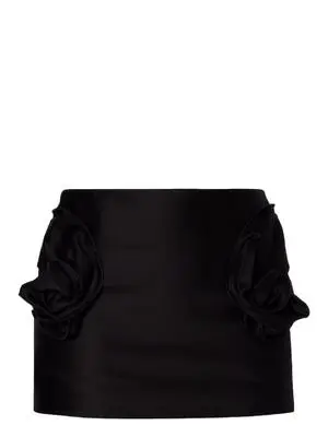 Magda Butrym Floral Appliqué Midi Skirt - Black