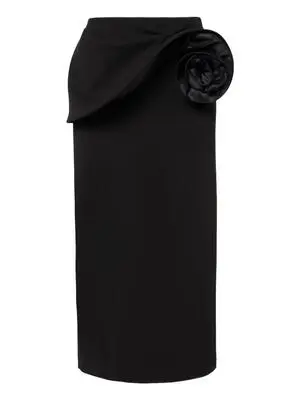 Magda Butrym Floral Appliqué Midi Skirt - Black