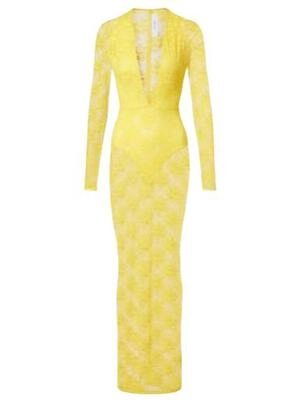 Alex Perry Sheer Lace Gown - Yellow