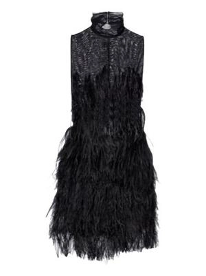 Attico Feather-trimmed Embroidered Minidress - Black