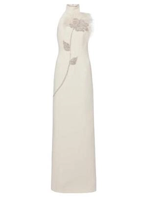 Rebecca Vallance Rebecca Vallance Starlight Embellished Halterneck Gown White
