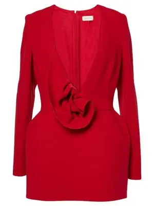 Magda Butrym Floral Appliqué Wool-blend Mini Dress - Red