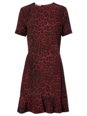 Stella McCartney Mini Dress With Leopard Print And Ruffled Hem - Brown