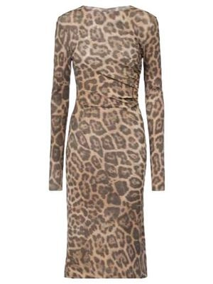 Stella McCartney Leopard Print Midi Dress - Brown