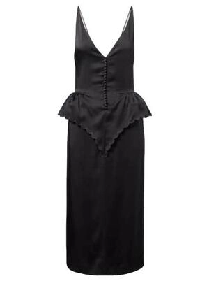 Stella McCartney Open-back Peplum Satin Midi Dress - Black