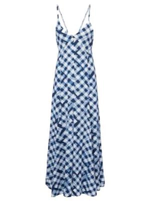 Proenza Schouler Checked Crepe De Chine Maxi Dress - Blue