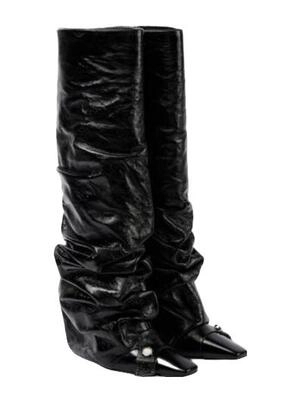 Attico Knee-high Leather Boots - Black
