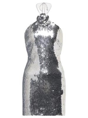Magda Butrym Sequined Floral-appliqué Mini Dress - Gray