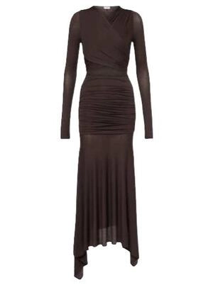 Attico Sheer Embroidered Tulle Midi Dress - Black