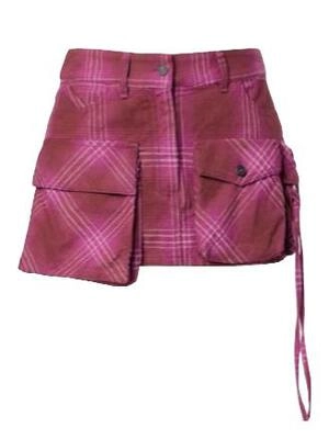 Attico Fay Plaid Cotton And Wool-blend Mini Skirt - Red