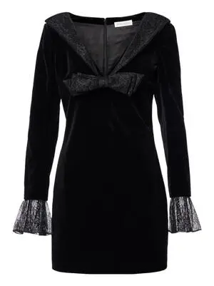 Nina Ricci Lace-trimmed Velvet Minidress - Black