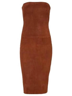 STOULS Stouls Monica Strapless Suede Midi Dress