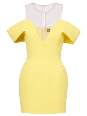David Koma Off-shoulder Wool Crêpe Minidress - Yellow