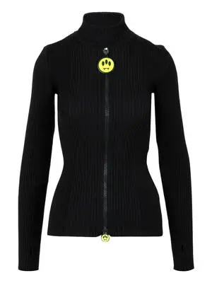 BARROW Ribbed-knit Zip-up Cardigan - Black